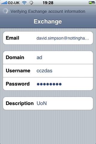 How to setup University of Nottingham email on an iPhone